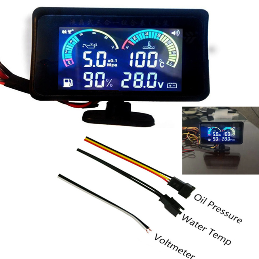 Car Gauge 4-in-1 Car LCD Digital Instrument Cluster - Oil Pressure ...