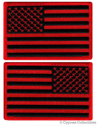 LOT 2 AMERICAN FLAG PATCH shoulder USA RED embroidered iron-on UNITED ...