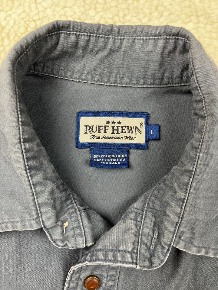 Ruff Hewn Jacket Men Large Button Down Denim Multi Pocket Lightweight ...