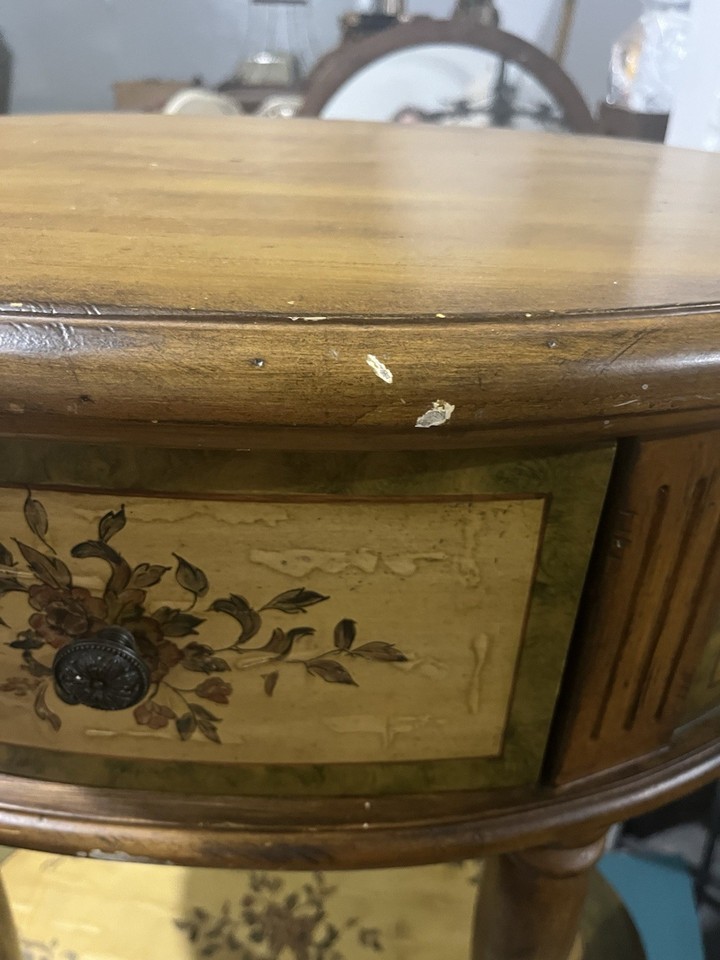 2 Tier Oval Bombay style Accent Table With One Drawer Some Scratches As ...
