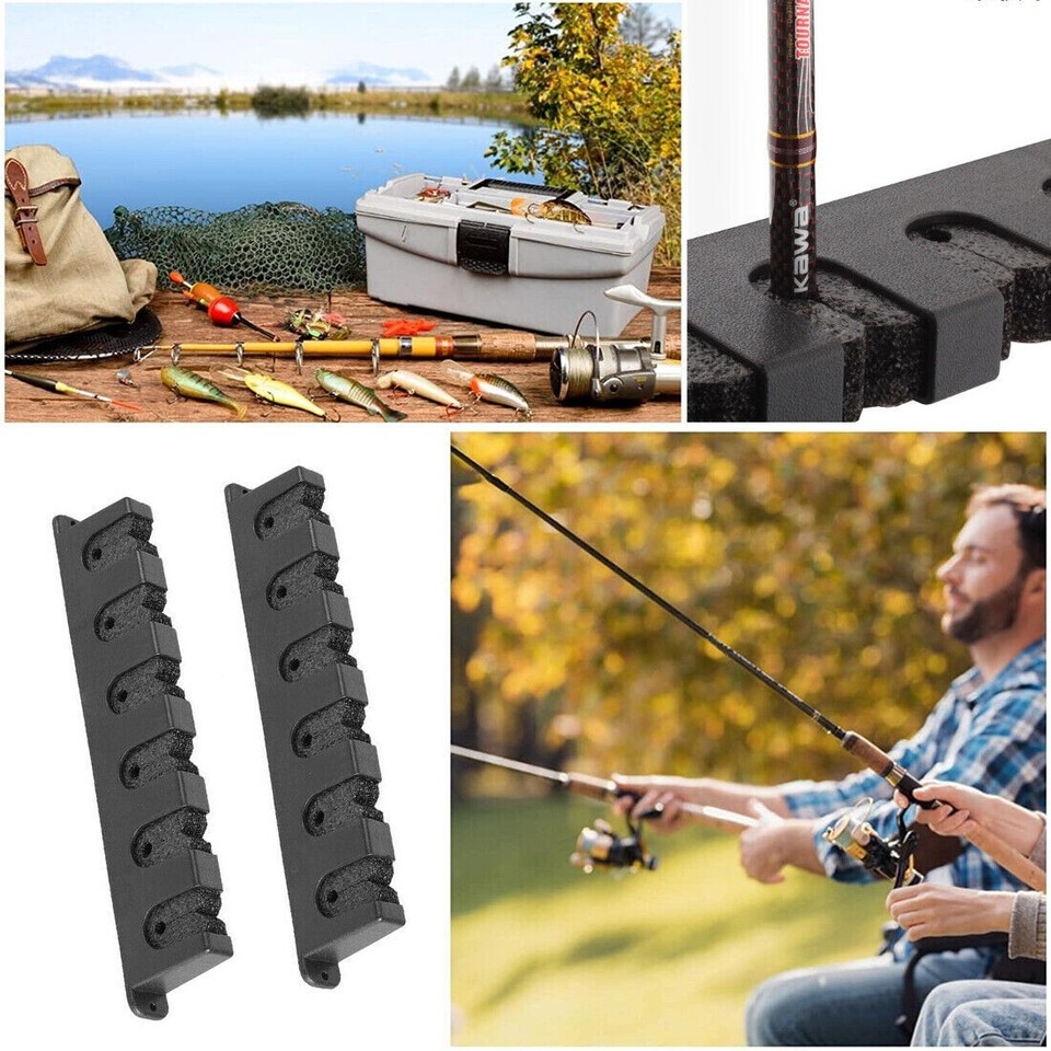 Fishing Rod Rack Vertical Holder Wall Mount Storage Horizontal Boat ...
