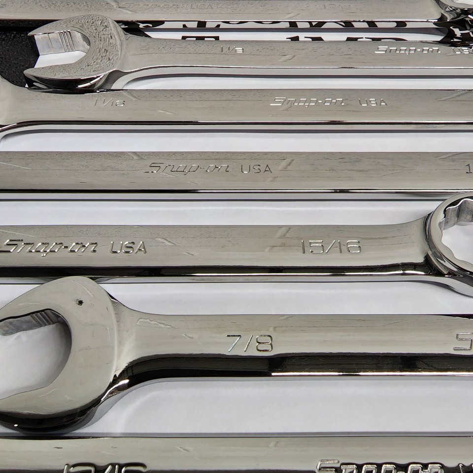 Snap-on Tools USA NEW 19pc MASTER SAE Flank Drive Plus Combo Wrench Set ...