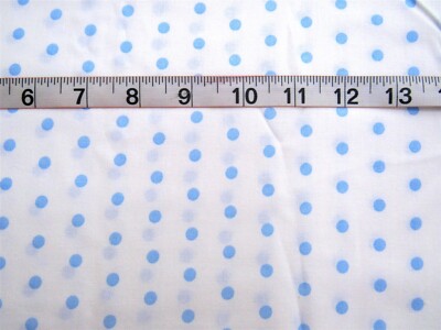 1 yd 100% Cotton Fabric White with Blue Dots | eBay