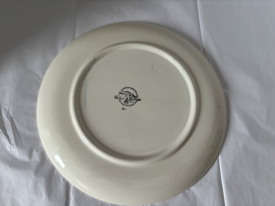 VINTAGE Set of 8 BLUE RIDGE Pottery Hand Painted Luncheon Dinner Plates ...