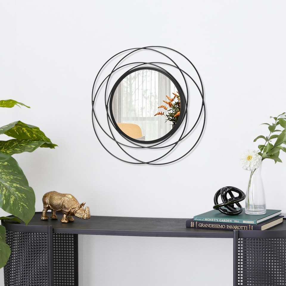HLFMVWE Wall Mirror Mounted Black Small Round Decorative Mirrors ...