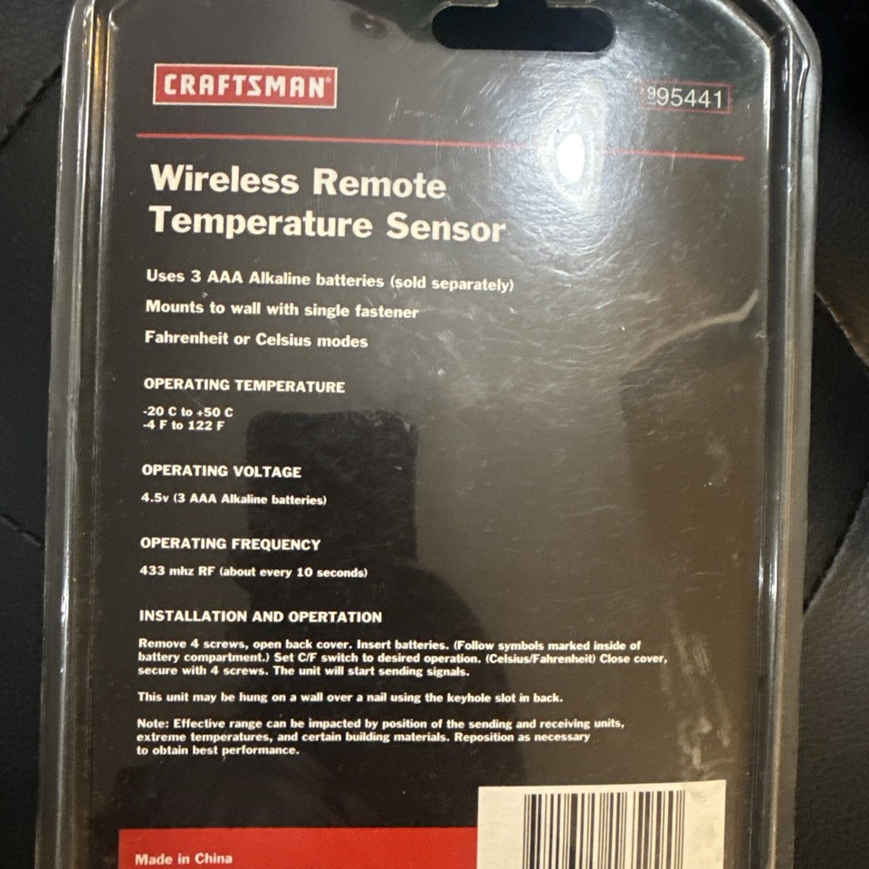 Craftsman 95441 Tool Chest Wireless Remote Temperature Sensor | eBay