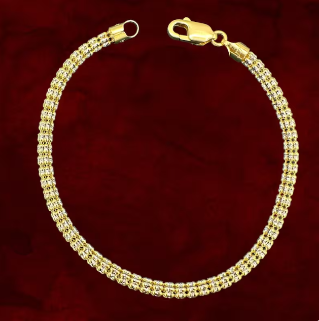 14k Yellow Gold 20" 3.1MM Sparkle Ice Link Chain Necklace Iced Rope 16 ...