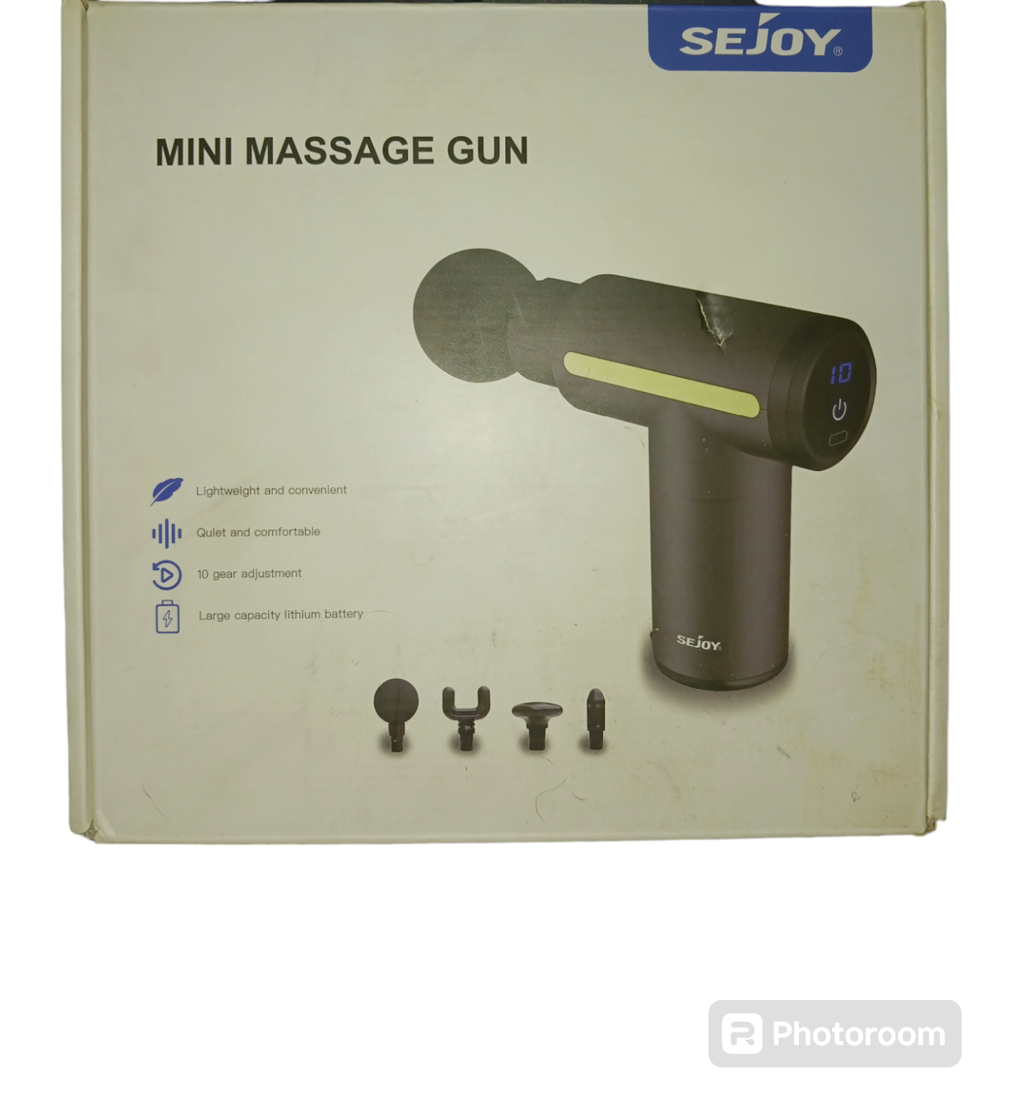 Sejoy Mini Massage Gun Deep Tissue Muscle Vibrating Relaxing + 4 Heads ...