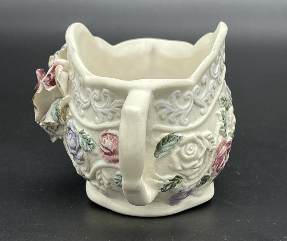 Vintage Porcelain Floral Basket Vase with Handles Delicate Roses on the ...