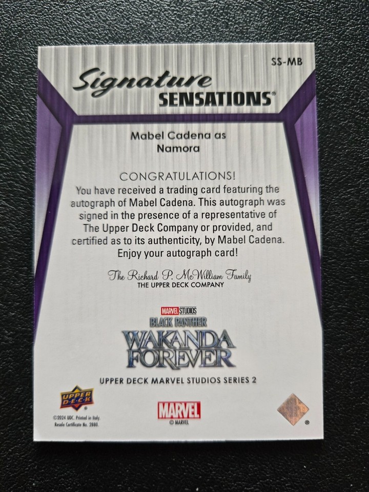 Marvel Studios Series 2 Autograph Card Auto Mabel Cadena SS-MB Namora ...
