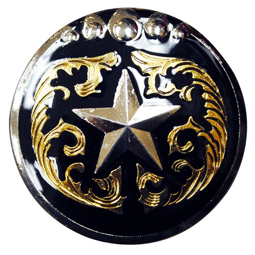 24HS Set Of 32 Western Screw Back Concho Texas Star Black Gold Saddle ...