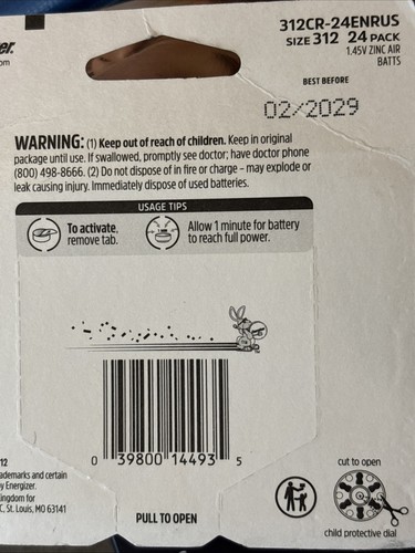 Energizer 24-Pack of Size 312 Batteries (Hearing Aid Batteries) 1.45V ...