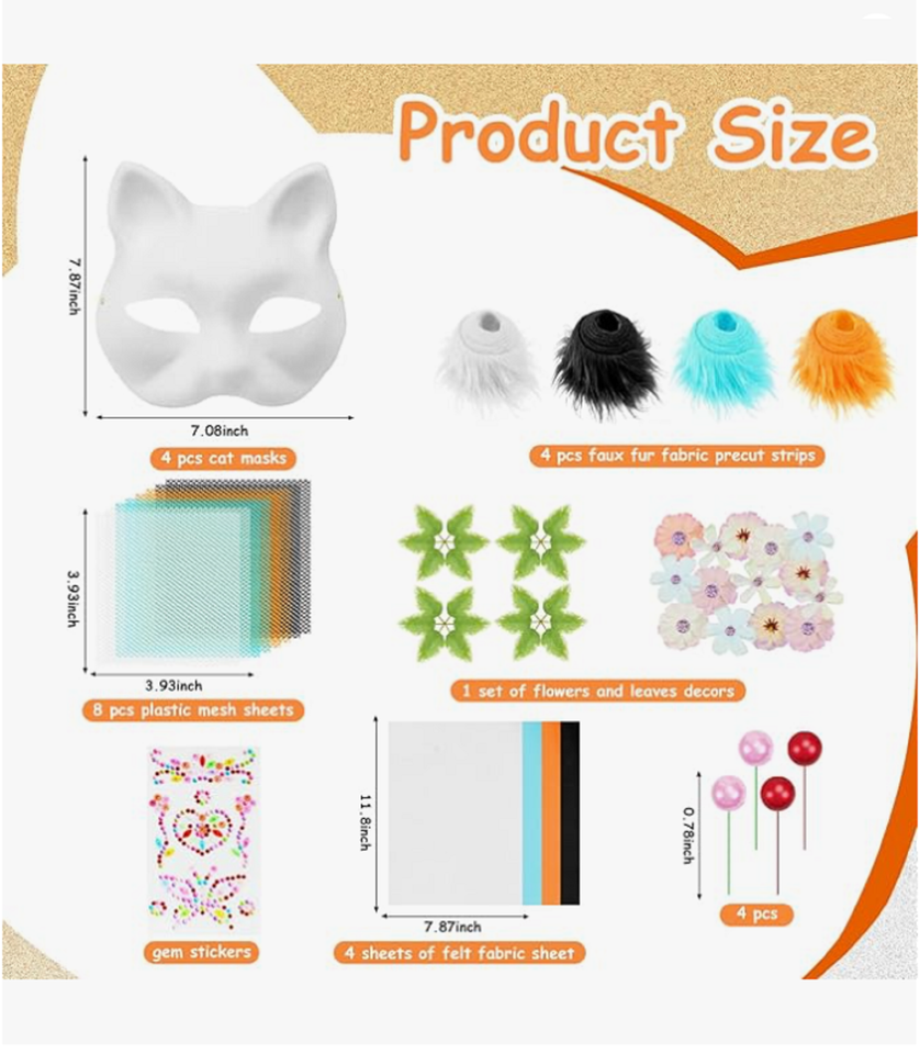 Therian Animal Mask DIY Kit with Felt, Furs, Mesh for Costume Party Fun ...