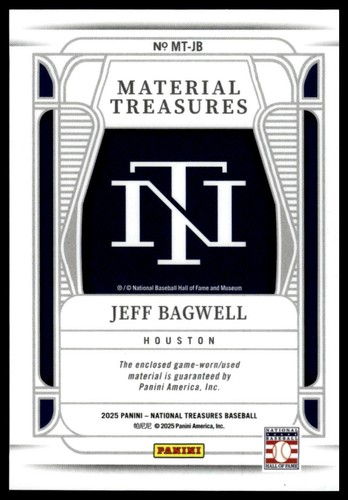 2025 Panini National Treasures - Material Treasures Jeff Bagwell #MT-JB ...
