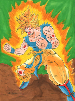 Dragon Ball Z Super Saiyan Goku Original Signed art [Not a Print] | eBay