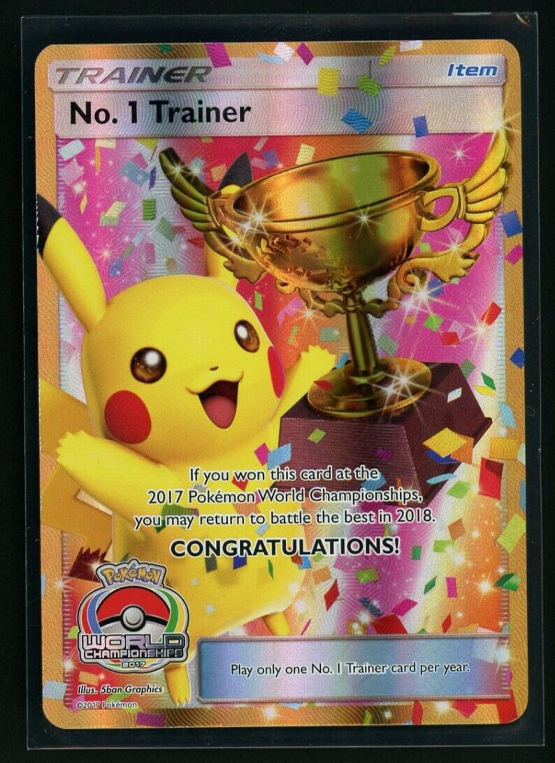 Pokemon No. 1 TRAINER 2017 Worlds TROPHY Pikachu FULL ART Pokemon Card ...