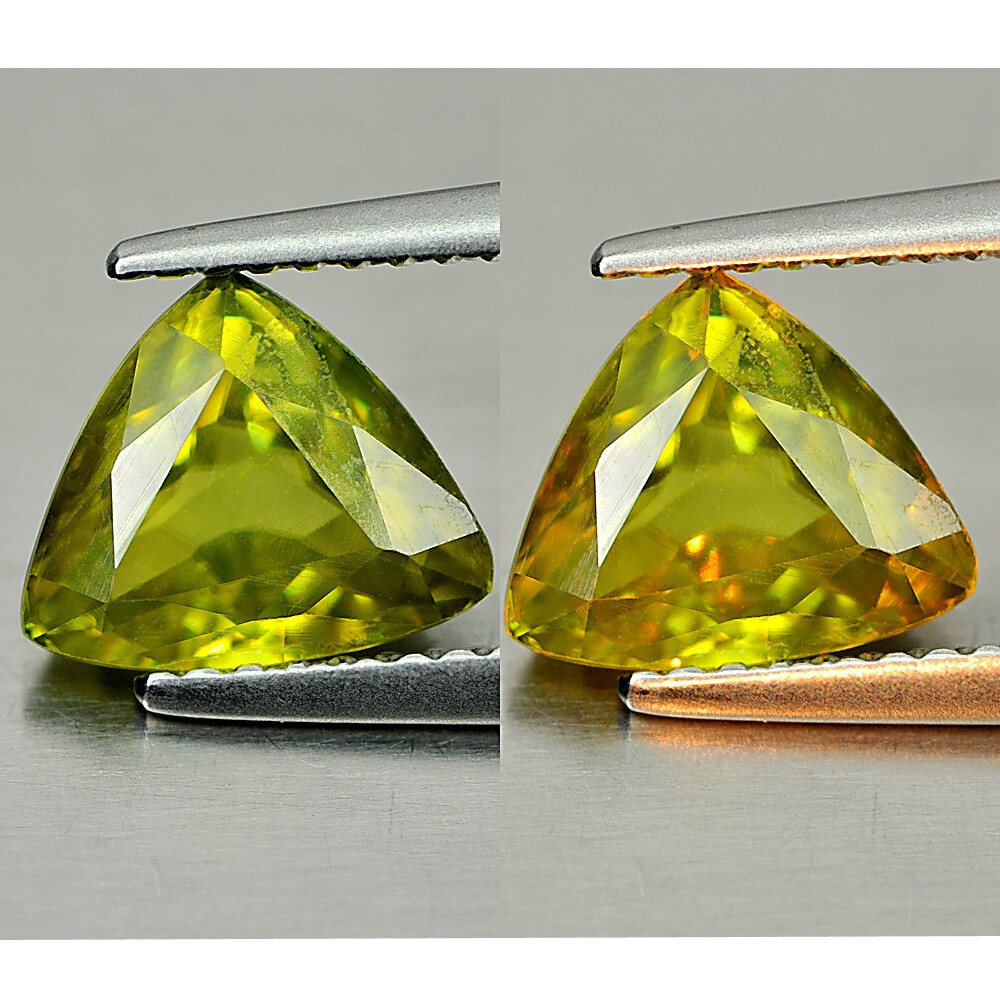 Sphene Multi Color With Rainbow Spark 1.76 Ct. Trilliant 8.7 x 7.3 Mm ...