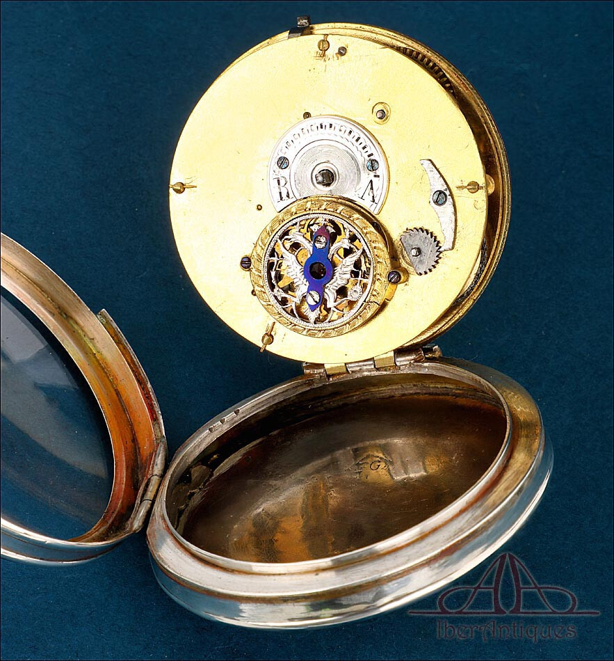 Rare Silver Verge Fusee Pocket Watch, Calendar, Central Seconds, France ...