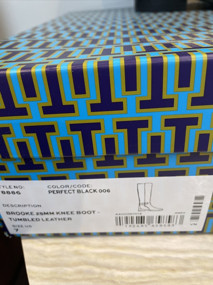 Tory Burch Brooke 25MM Boot tumbled black leather knee boots Women's ...