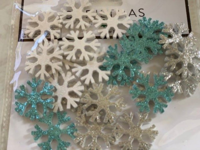 CHRISTMAS STICKER GLITTER FOAM SNOWFLAKES SILVER BLUE WHITE 24PCS | eBay