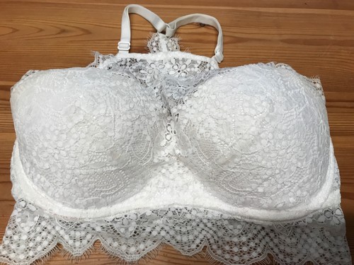 Victoria’s Secret Bra Bralette Small D-DD White Pullover Racerback Lace ...