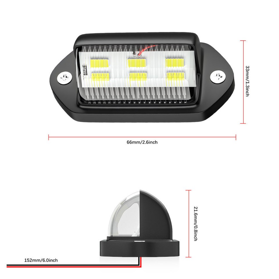 2× Universal LED License Plate Tag Light Lamp White For Truck Trailer ...