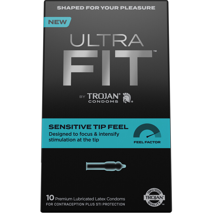 Trojan Ultra Fit Snugger Snug Base Pleasure Shaped Lubricated Condoms ...