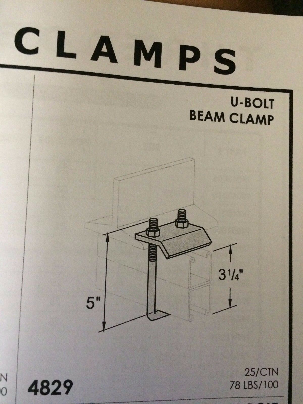 3-1/4" U-Bolt Beam Clamps for Unistrut / B-Line Channel #4829 P2786 | eBay