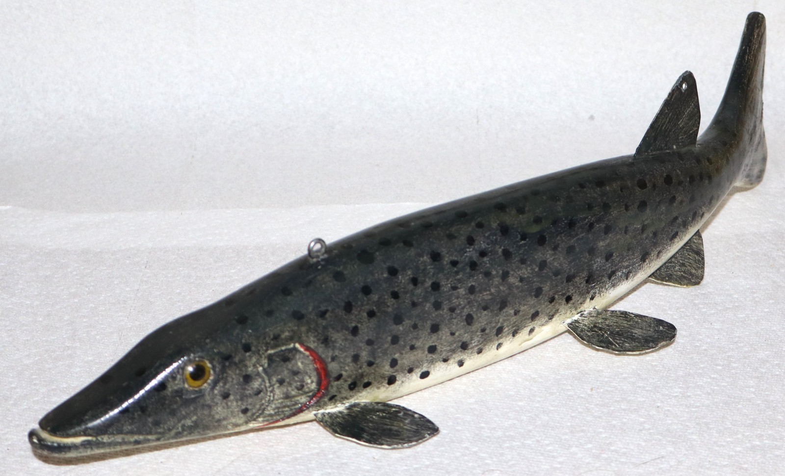 VINTAGE GEORGE AHO SPEARING DECOY-1983-HUGE 15" NORTHERN PIKE-DUDLEY ...