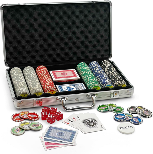 Poker Set in Aluminum Case with 300 (11.5 Gram) Las Vegas Style Chips ...