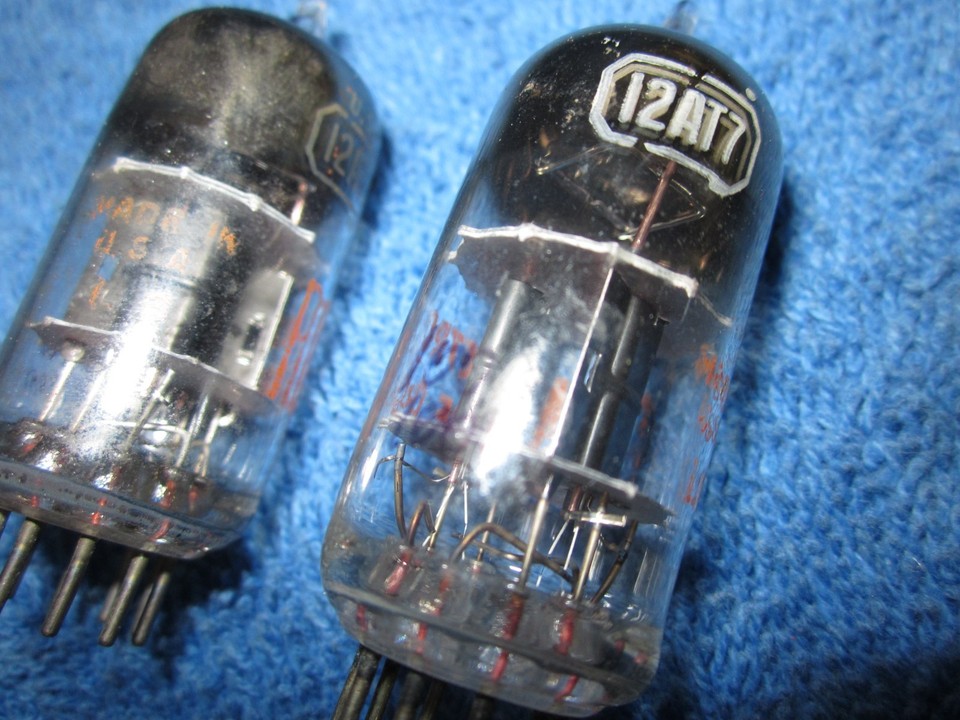 Matched Pair RCA 12AT7 Black Plate Tubes Balanced Triodes Square ...