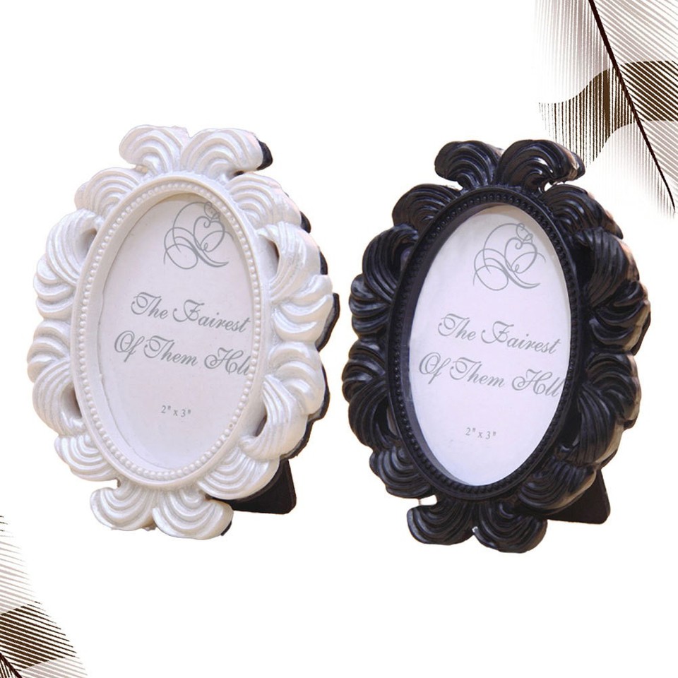 2 Pcs Ornate Picture Frame Small Oval Photo Vintage Pictureframe Tiny ...