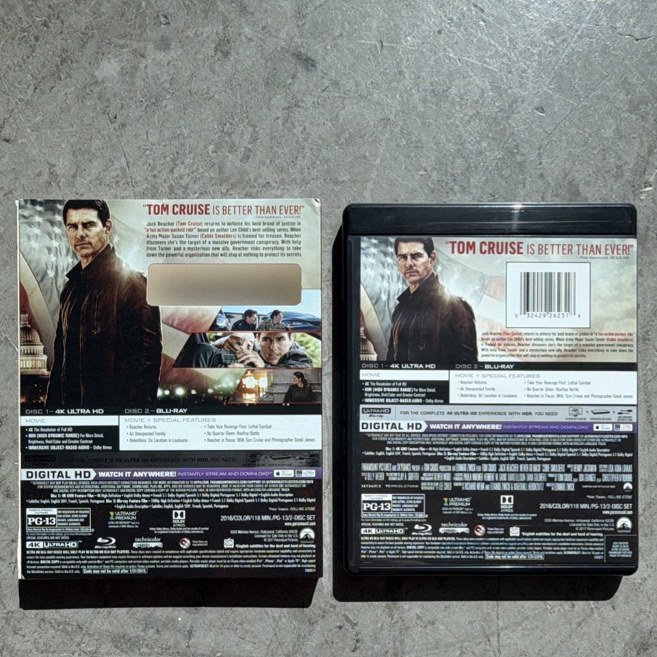 Jack Reacher: Never Go Back 4K Ultra HD Blu-ray Edward Zwick Tom Cruise ...