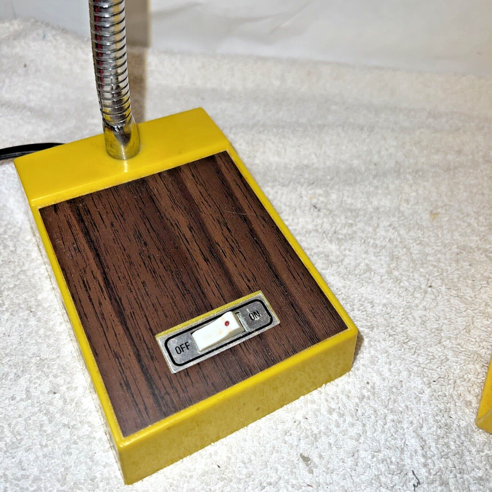 Vintage 1970s bright yellow desk task lamp & 2 Eldon file holder letter ...