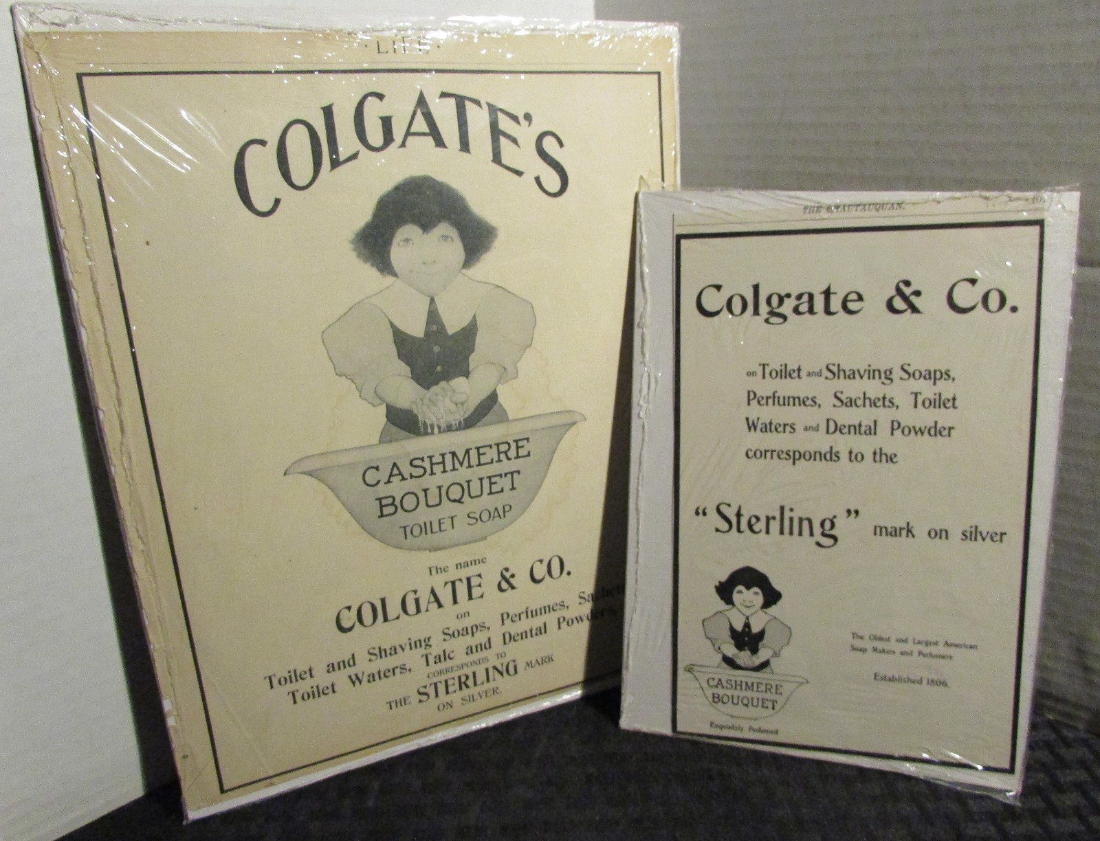 Vintage COLBATE & CO Cashmere Bouquet Print Ad LOT of 2 9x11 & 6x9 VG ...
