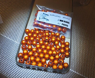 Fishing Premium Trout/Salmon/Steelhead Beads 8mm 35ct reflector orange ...