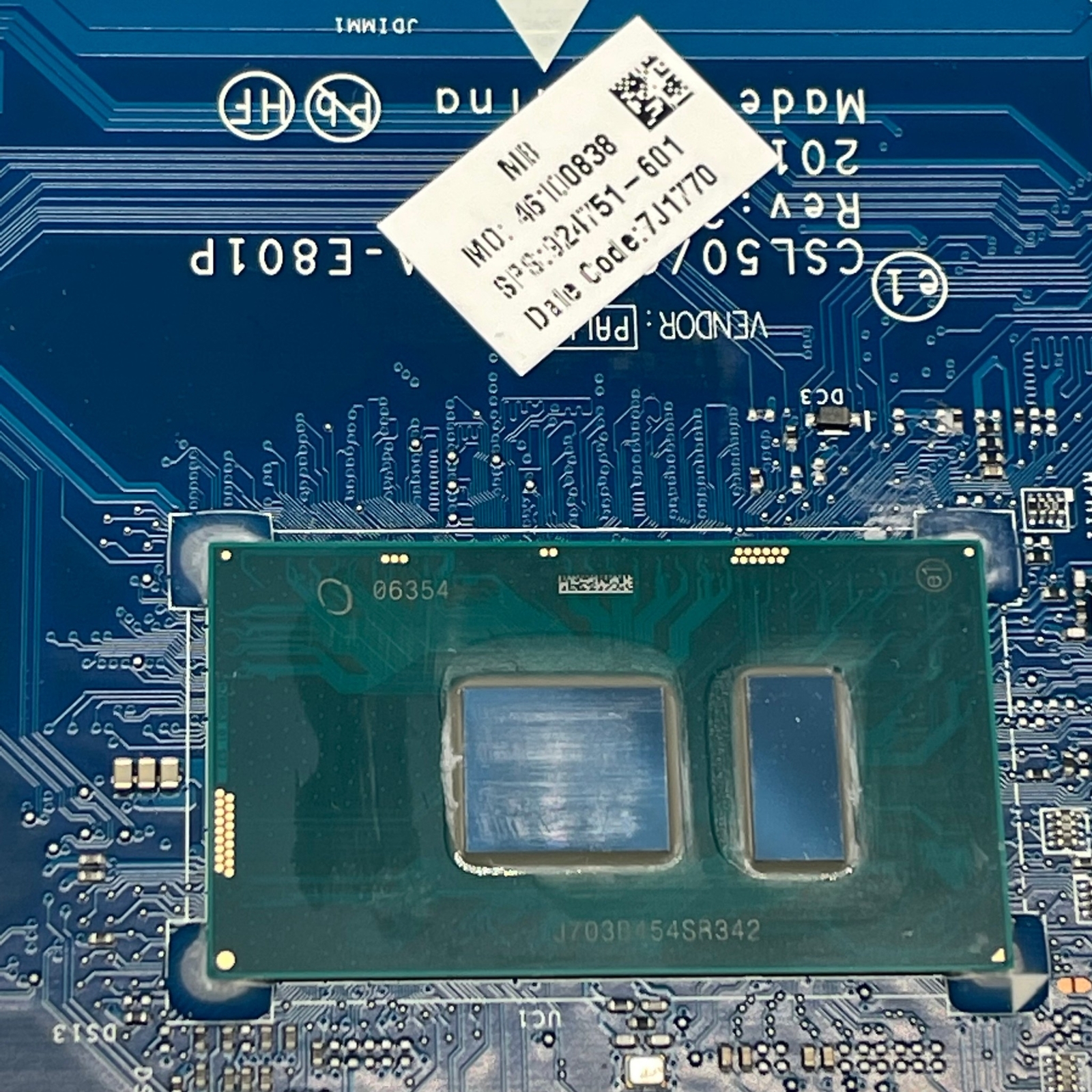 HP 15-BS070WM 15.6" Laptop Motherboard i5-7200U 2.5GHz DDR4 LA-E801P ...