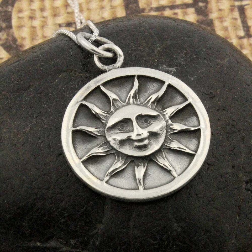 Sterling Silver 925 Sun Necklace Nature Lover Jewelry Cute Sun Necklace ...