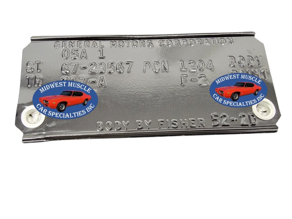 GM Chevy Pontiac Oldsmobile Factory Correct Firewall Cowl Data Plate ...