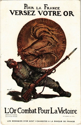 PC CPA Propaganda Satire Politic Military Pour France Versez Votre Or ...