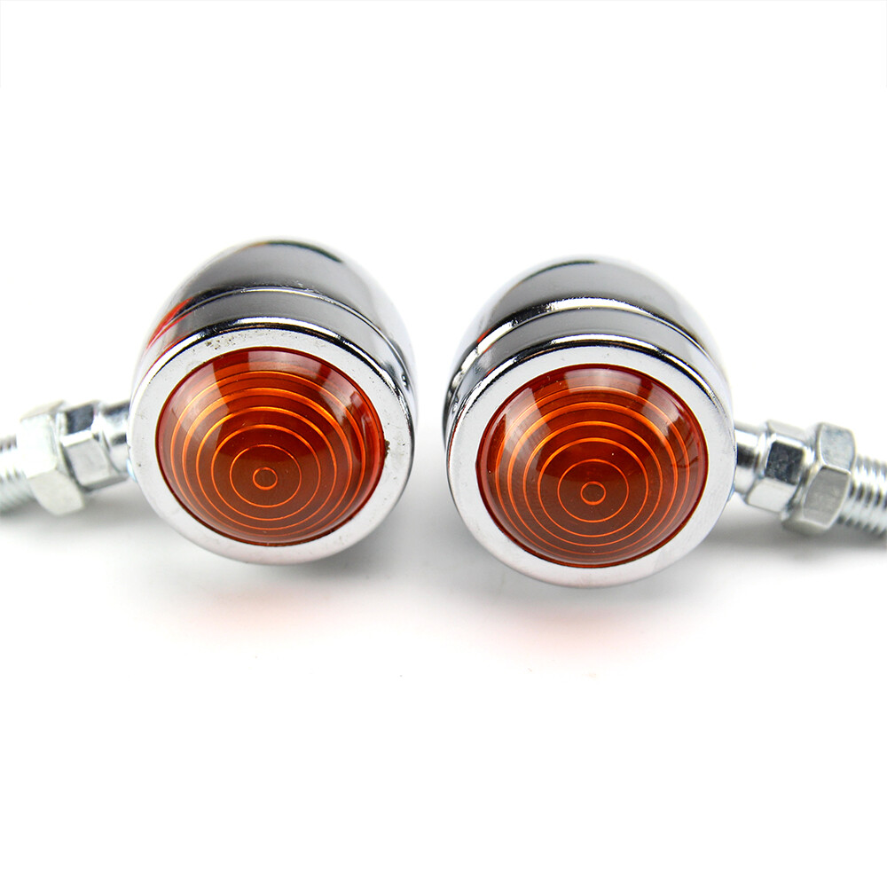 4X 12V Chrome Motorcycle Turn Signal Mini Bullet Blinker Amber ...
