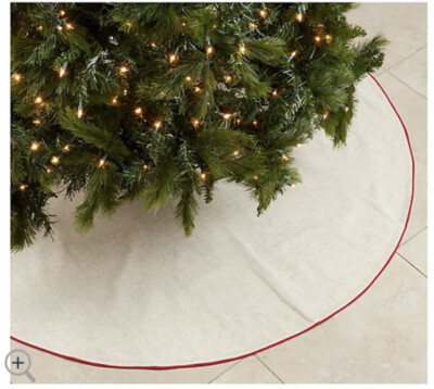 SARO LIFESTYLE Red Piping Trim Linen Blend Christmas Tree Skirt 72 ...