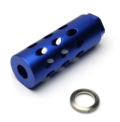 9MM Dark Blue Aluminum 1/2"x28 Muzzle Brake w/ Crush Washer & Jam Nut ...