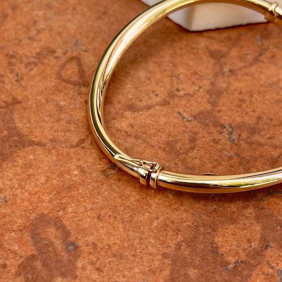 14KT Yellow Gold Polished-Finish 5mm Wave Hinge Bangle Stacking ...