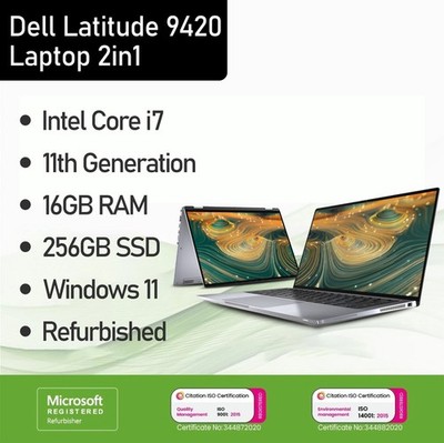 Dell Latitude 9420 2-in-1 14" , i7-11 Gen, 16GB RAM, 256GB SSD, Touch ...