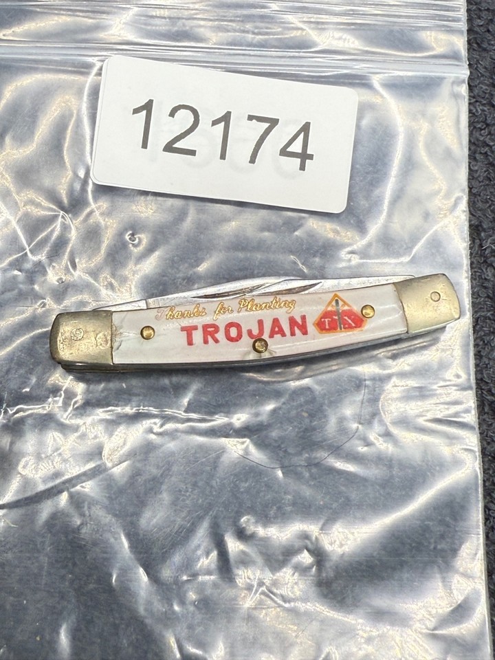 Vintage Trojan Seeds Pocket Knife Advertising Farmer | eBay
