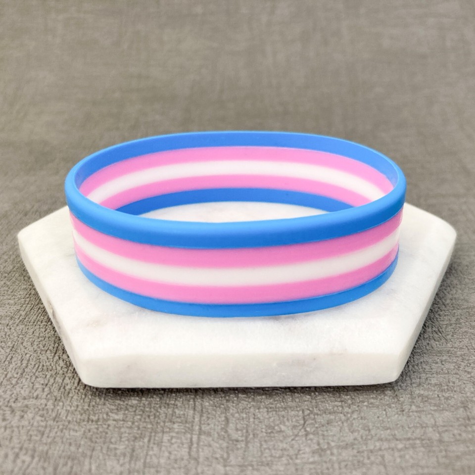 LGBT Pride Wristbands Silicone LGBTQ+ Band Trans Flag Pink Blue UK ...