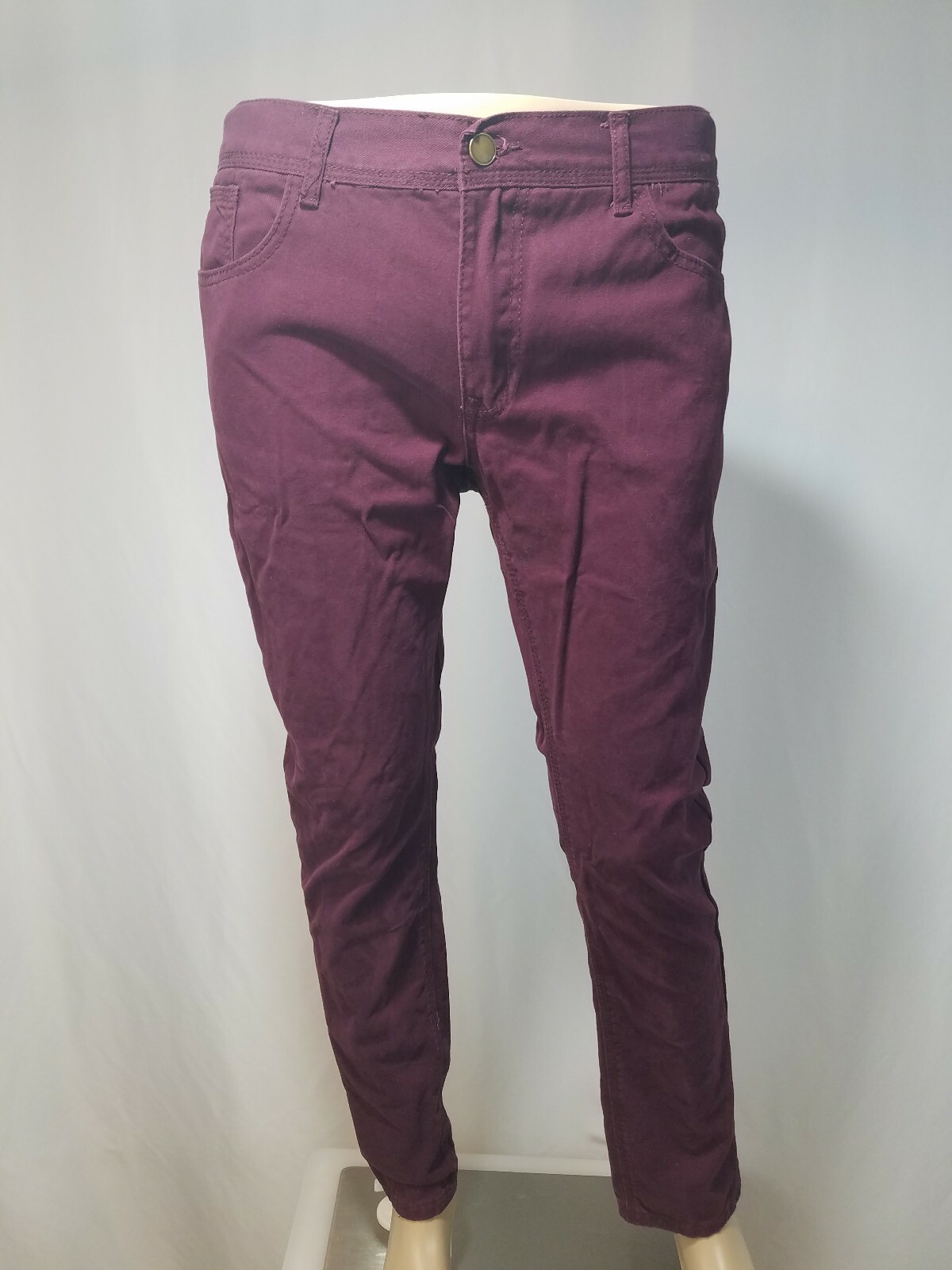 Men's 21 MEN Slim Fit Slightly Distressed Maroon Red … - Gem