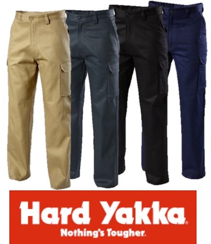 HARD YAKKA "FOUNDATIONS" MENS HEAVY DUTY DRILL CARGO WORK PANTS ...