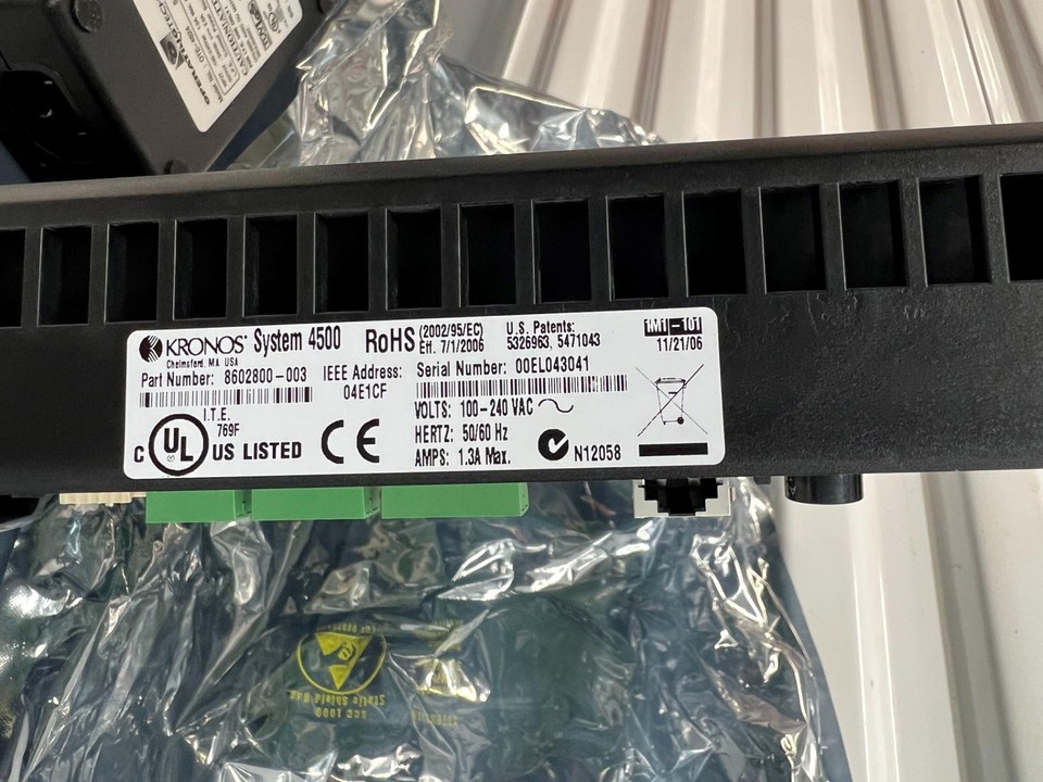 Kronos 8602800-003, System 4500 Ethernet Time Clock W / Accessories | eBay